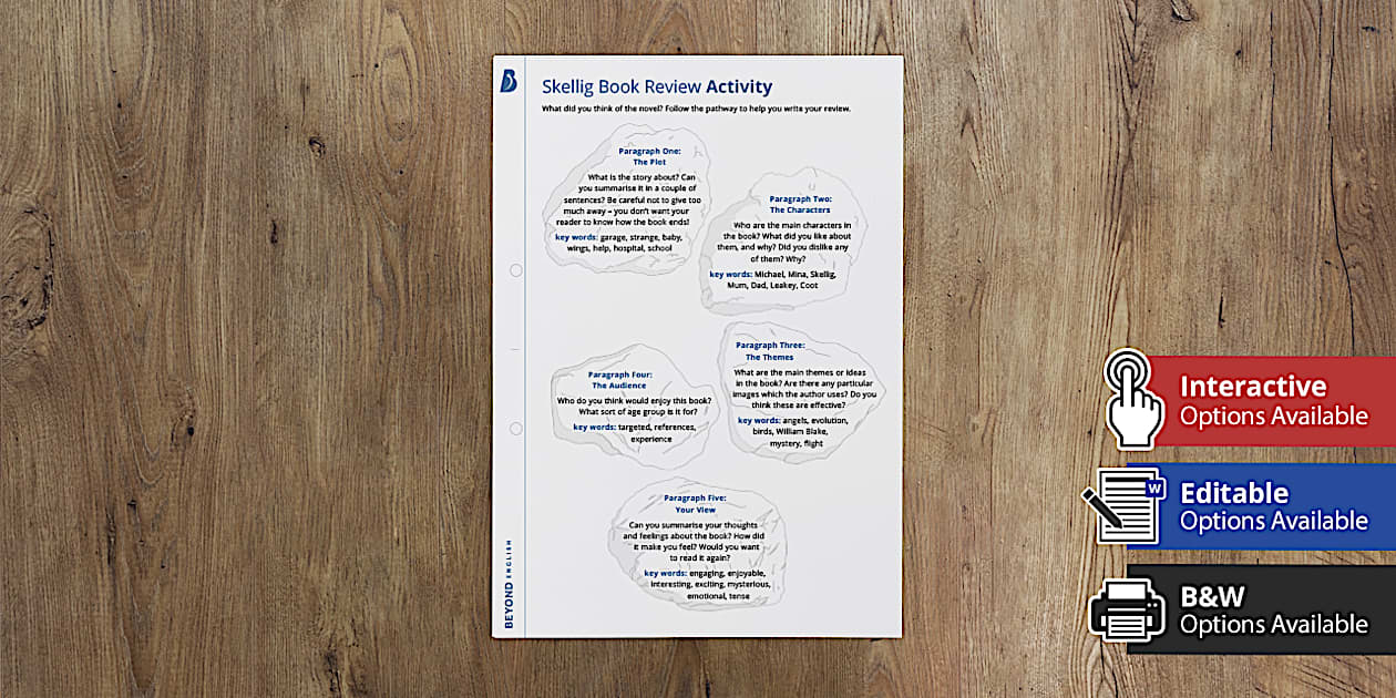 Skellig Book Review Activity (teacher made) - Twinkl