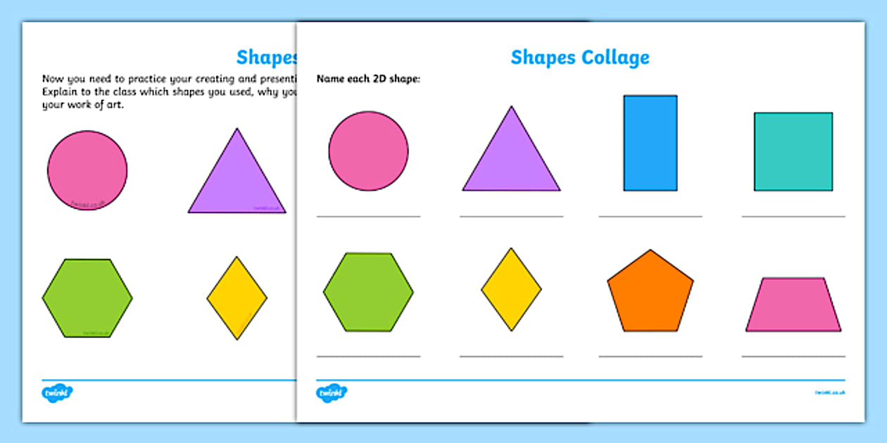 Black and White Shapes Collage Worksheet (teacher made)