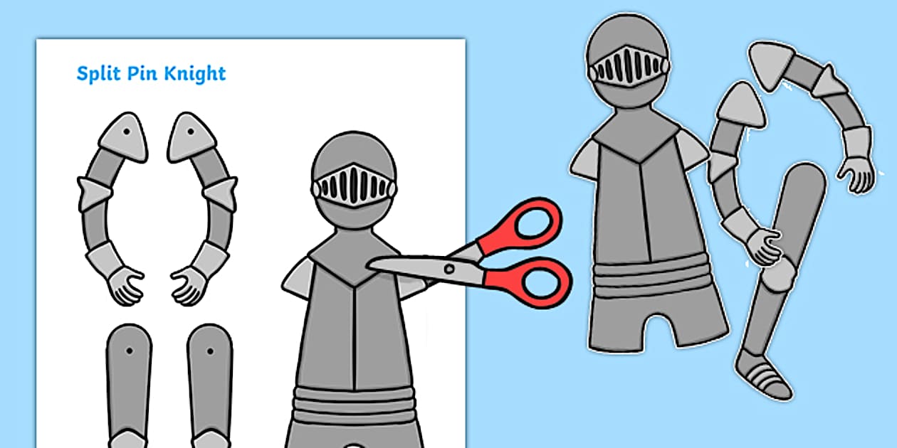 Black and White Split Pin Knight (teacher made) - Twinkl
