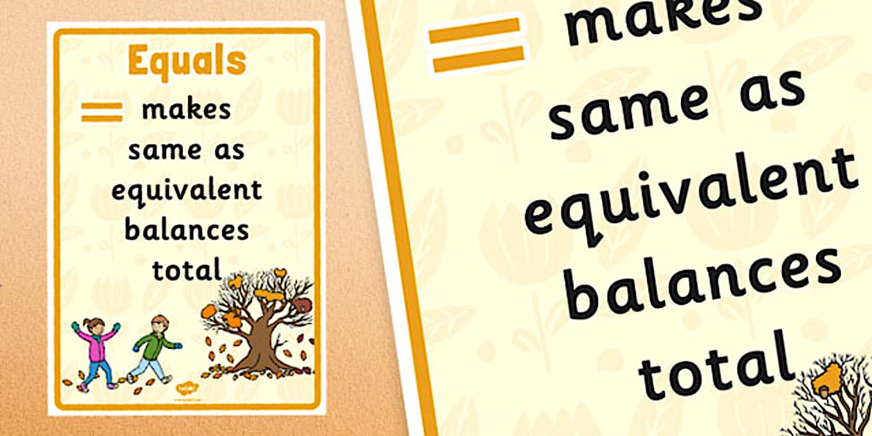 Autumn Themed Equals Vocabulary Display Poster - Twinkl
