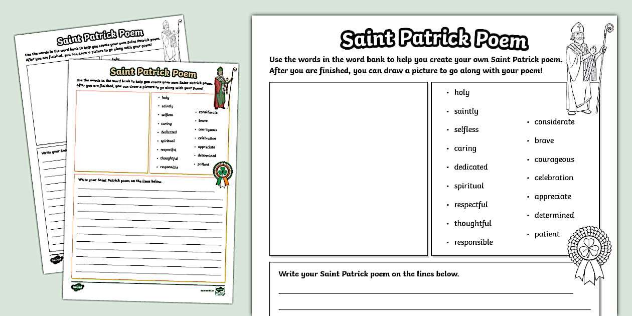 St. Patrick's Day Poem Writing Template - Twinkl