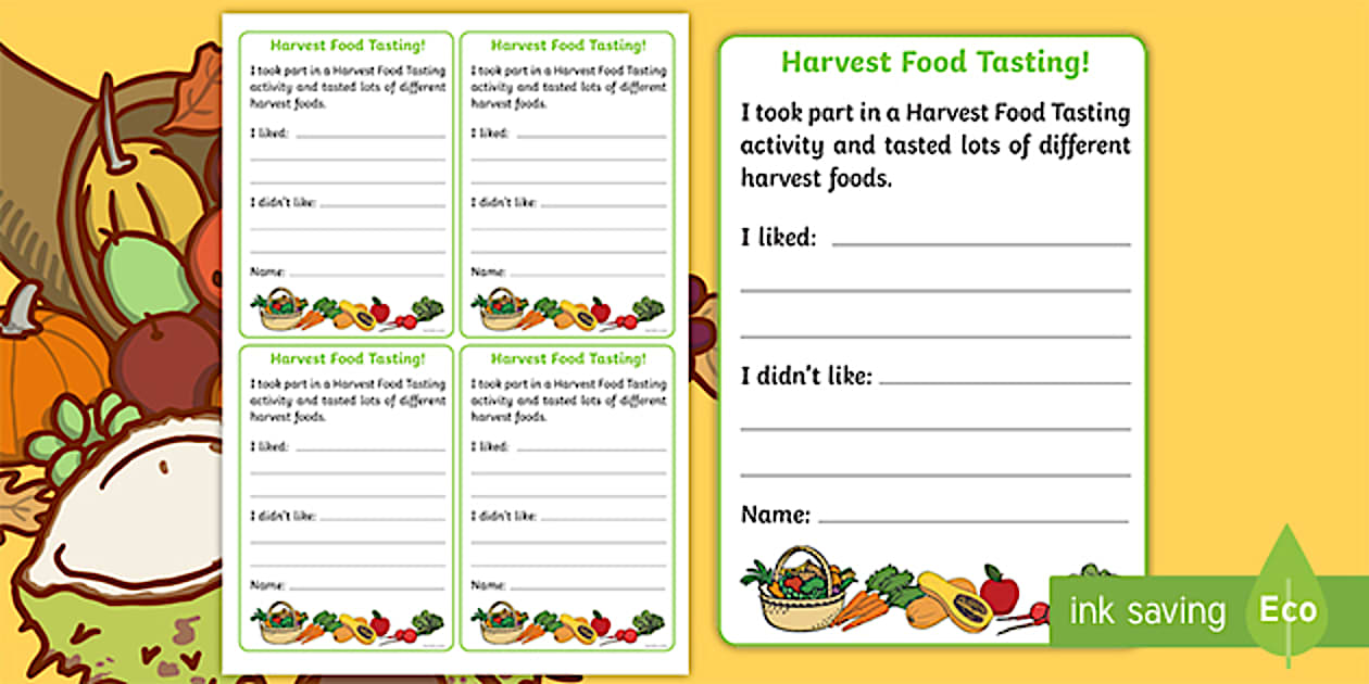 Harvest Food Tasting Cards (teacher made) - Twinkl