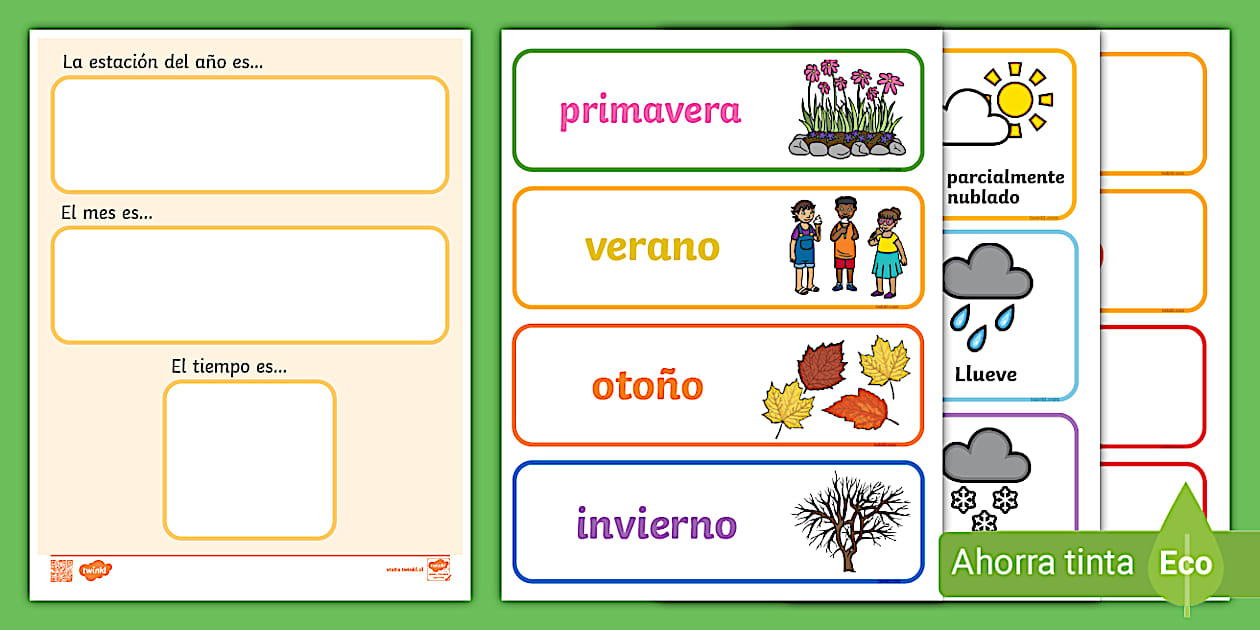 Calendario Mes Estación y el Tiempo (teacher made) - Twinkl
