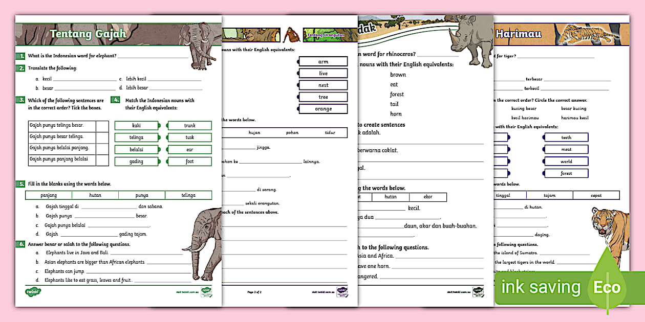 Indonesian Animals: Upper Primary Activity Pack