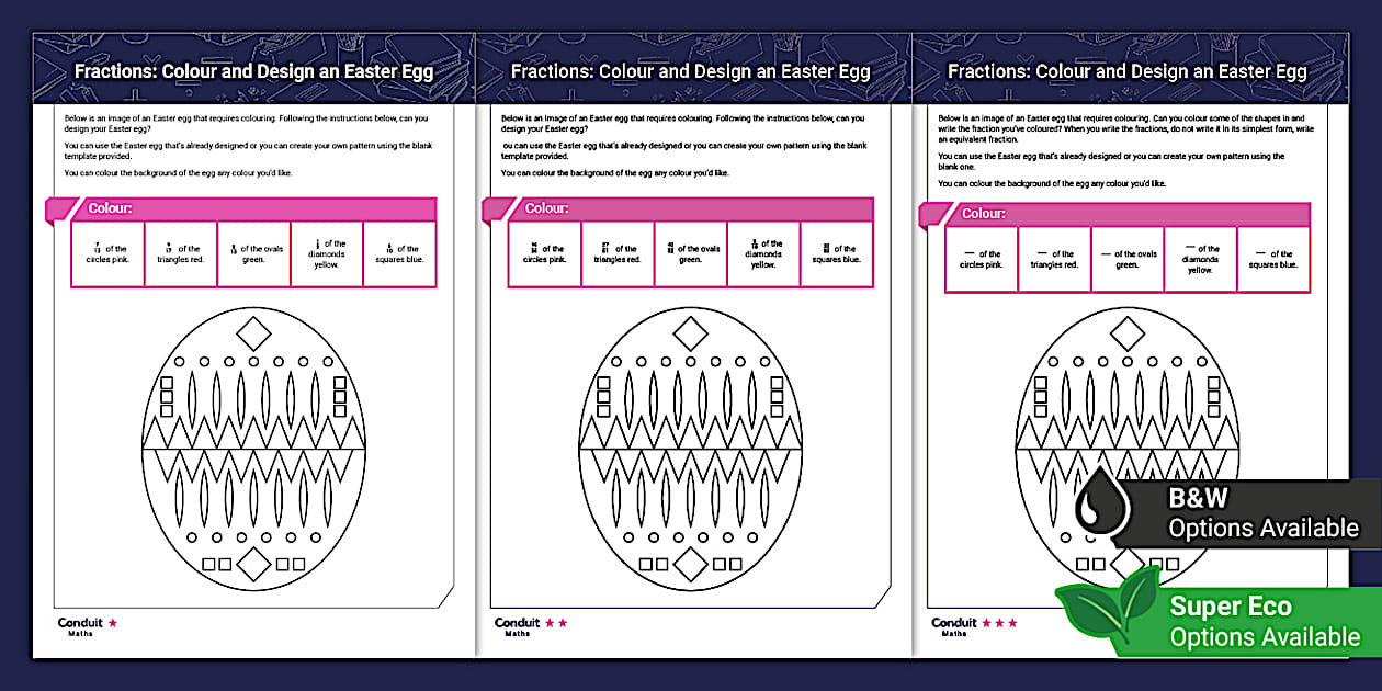 Differentiated Fractions: Colour and Design an Easter Egg
