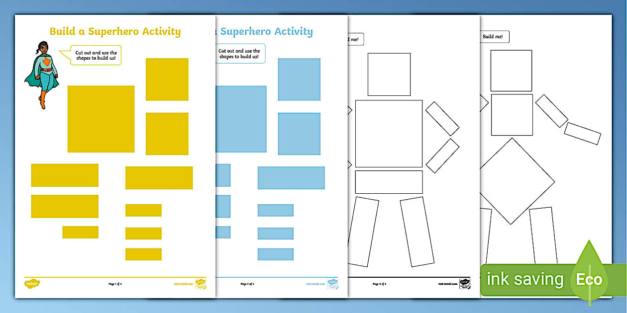 👉 Build a 2D Shape Superhero Activity- 4 Sided Shapes