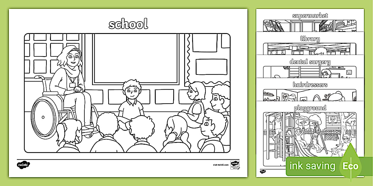 Places in Town Colouring Pages - My Local Area - Twinkl