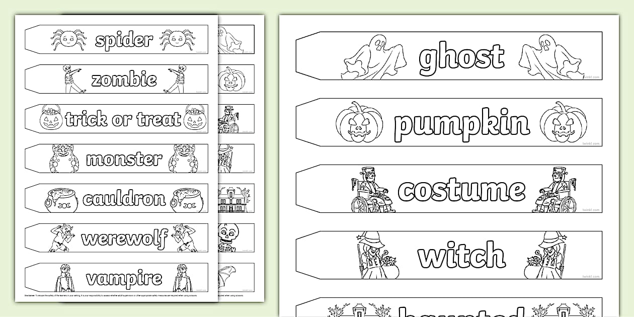 Halloween Vocabulary Colouring Paper Chains (teacher made)