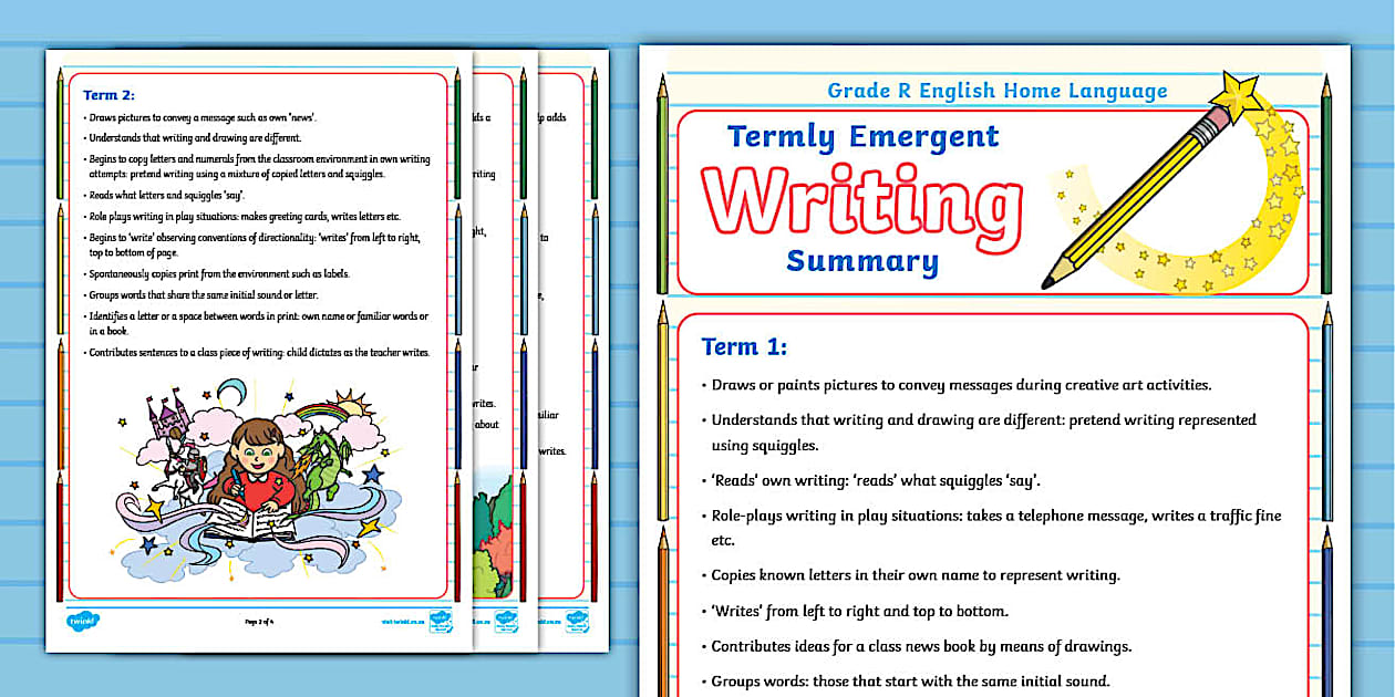 Grade R English Home Language: Termly Writing Summary