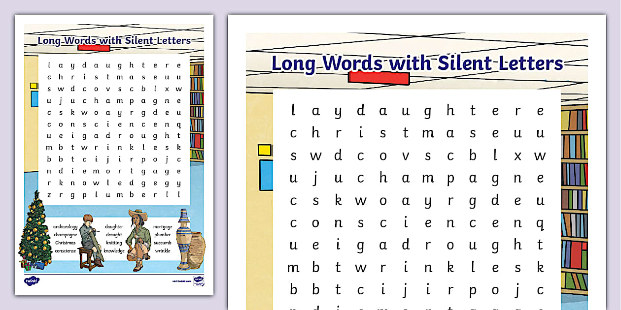 Long Words with Silent Letters Word Search (teacher made)