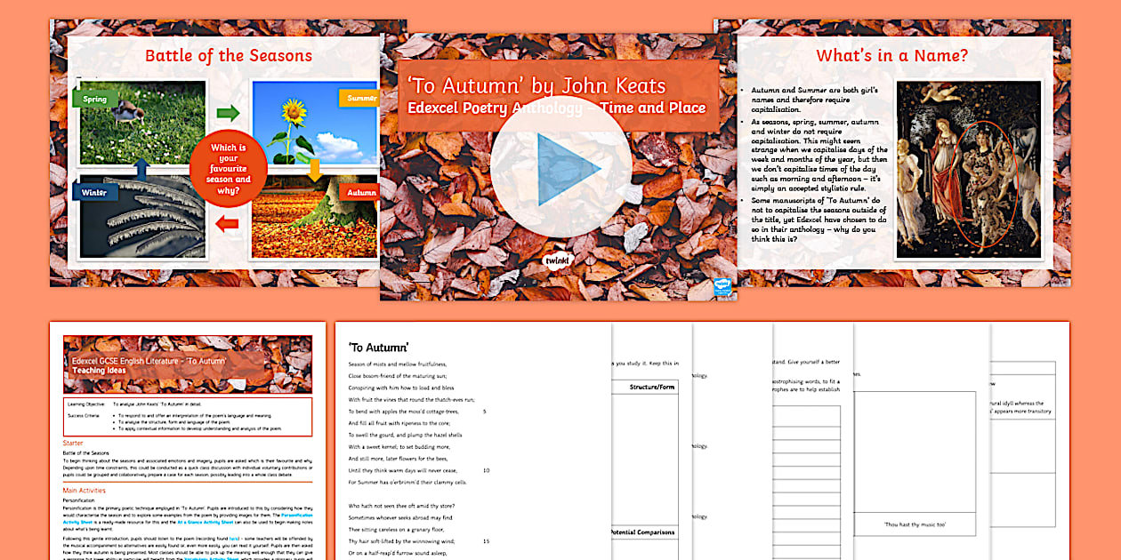 GCSE Introductory GCSE Poetry Lesson Pack to Support Teaching on 'To ...