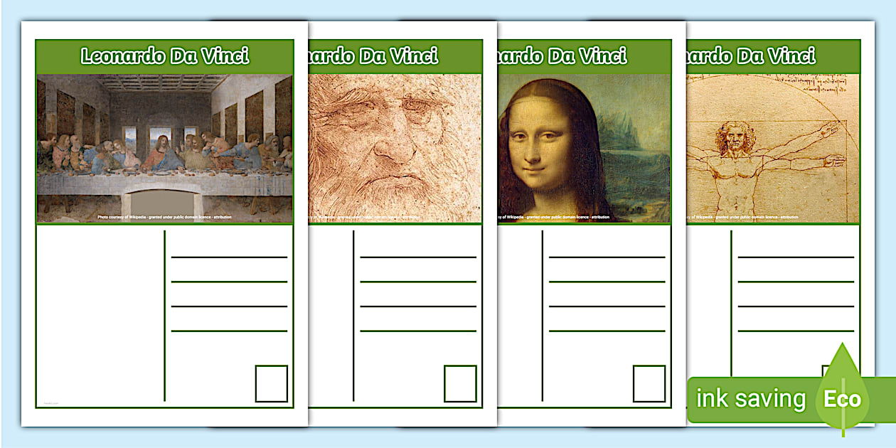 Leonardo Da Vinci Postcards | Twinkl | Stationery | KS1