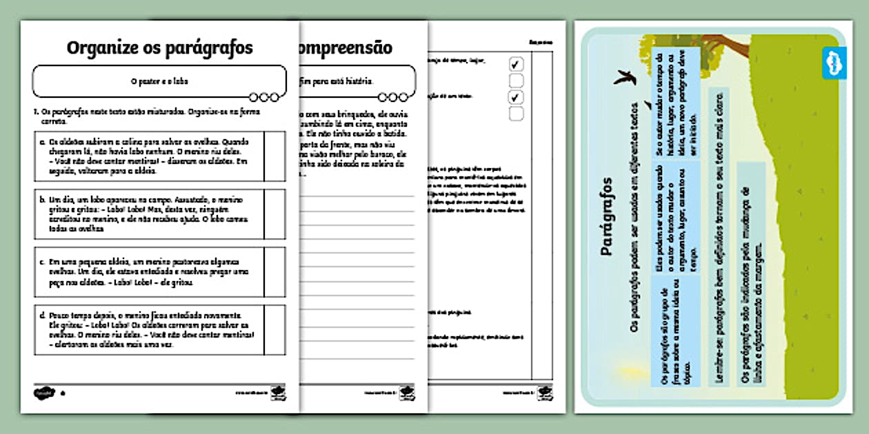 Pacote de atividades - Parágrafos (Teacher-Made) - Twinkl