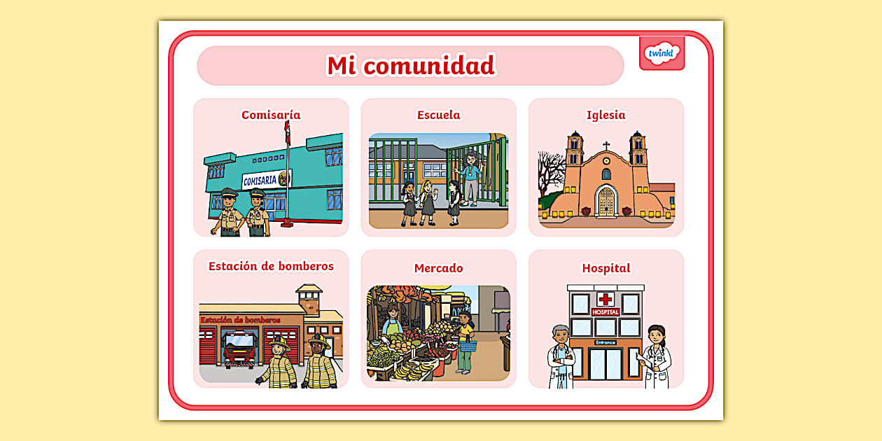Lámina de mi comunidad | Recursos educativos Twinkl