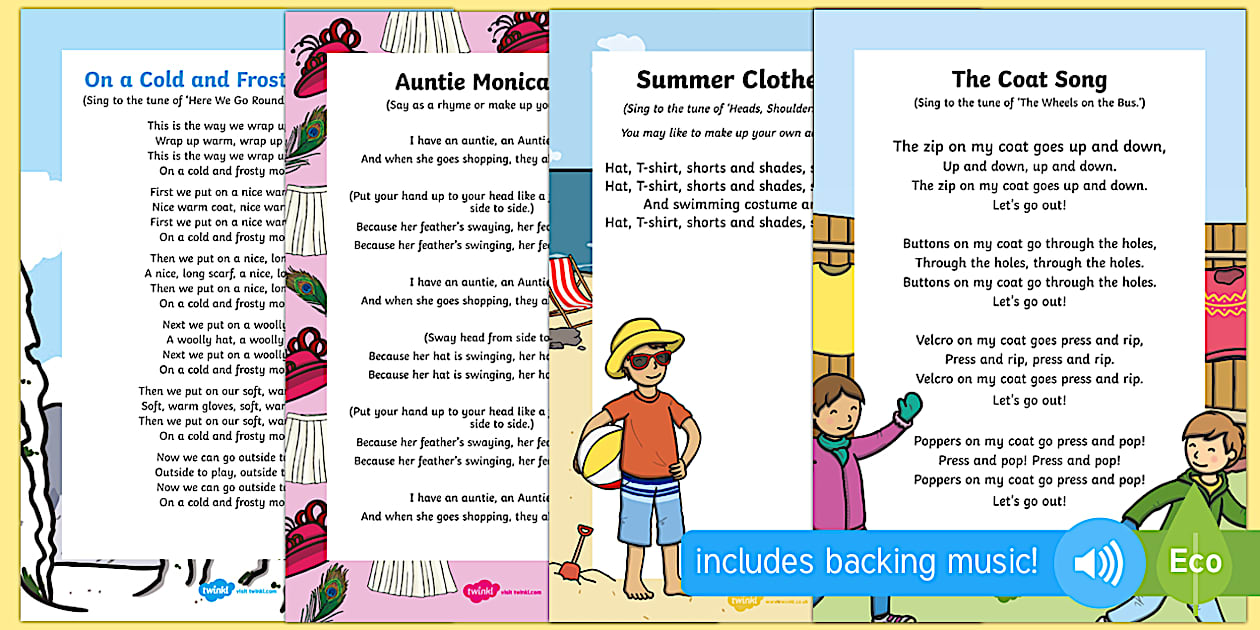 Clothes Songs and Rhymes Resource Pack (teacher made)