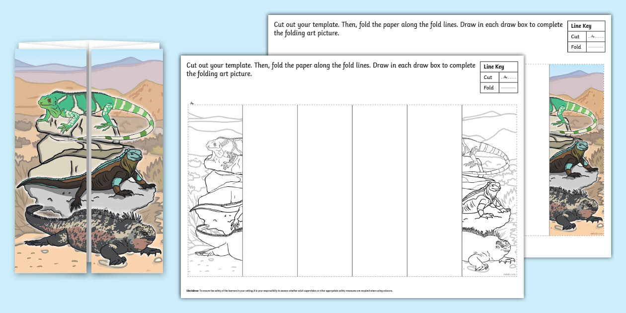 Iguana Folding Art Template - Twinkl Art (Teacher-Made)