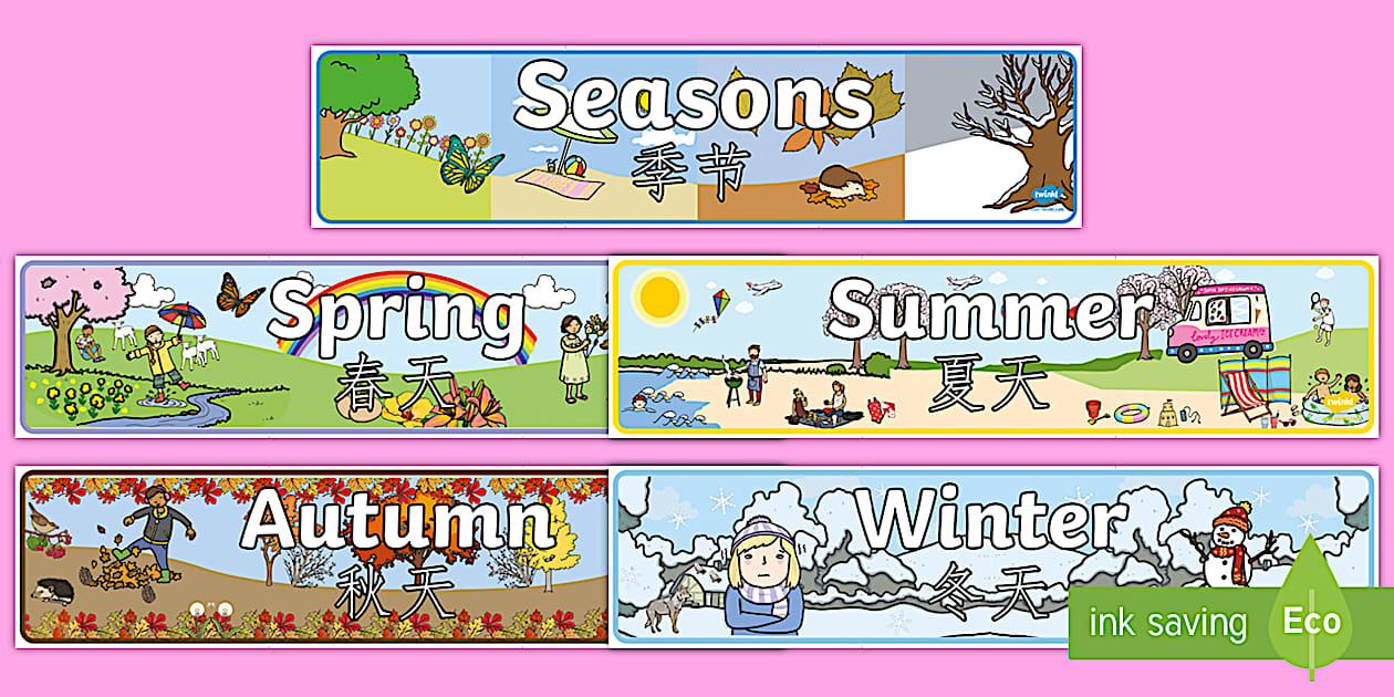Four Seasons Display Banner English/Mandarin Chinese - Four Seasons Display