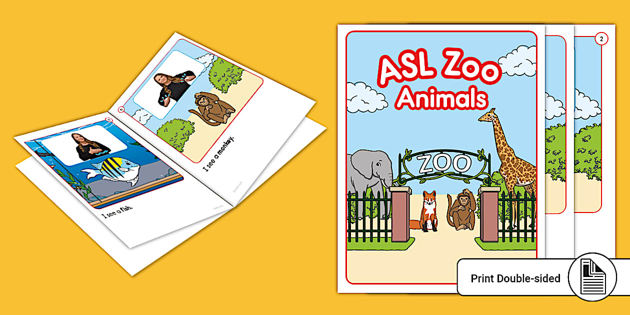 ASL Zoo Animals Emergent Reader (teacher made) - Twinkl