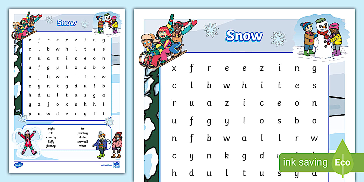 Snow Word Search (Teacher-Made) - Twinkl