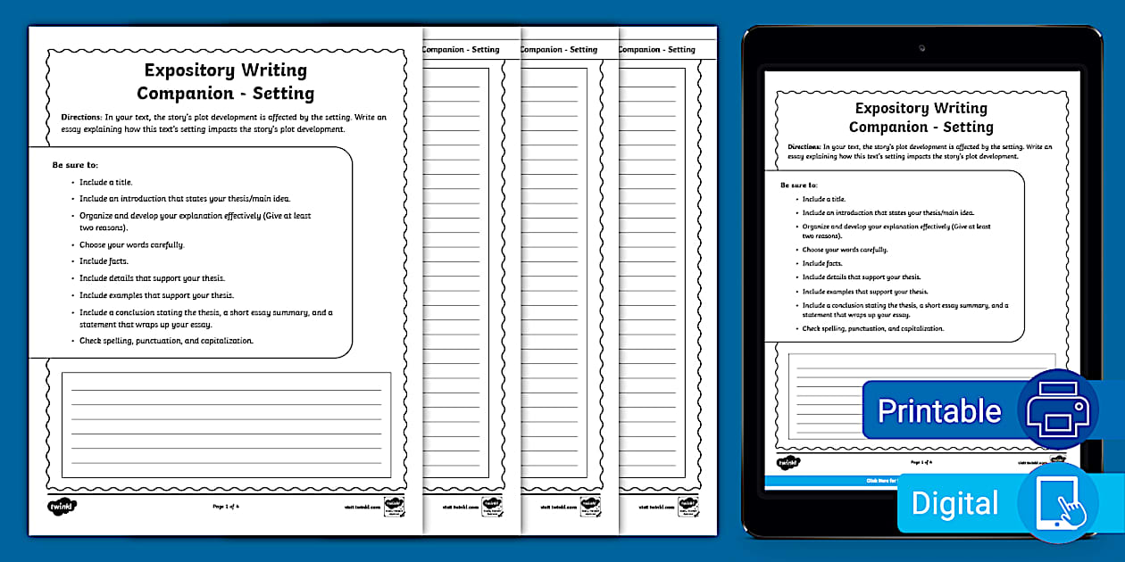 Eighth Grade Expository Writing Companion for Reading Text Setting
