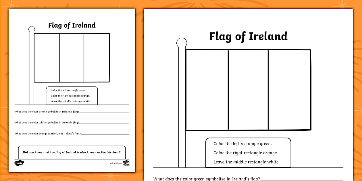 Flag of Ireland Coloring and Symbolism for 3rd-5th Grade