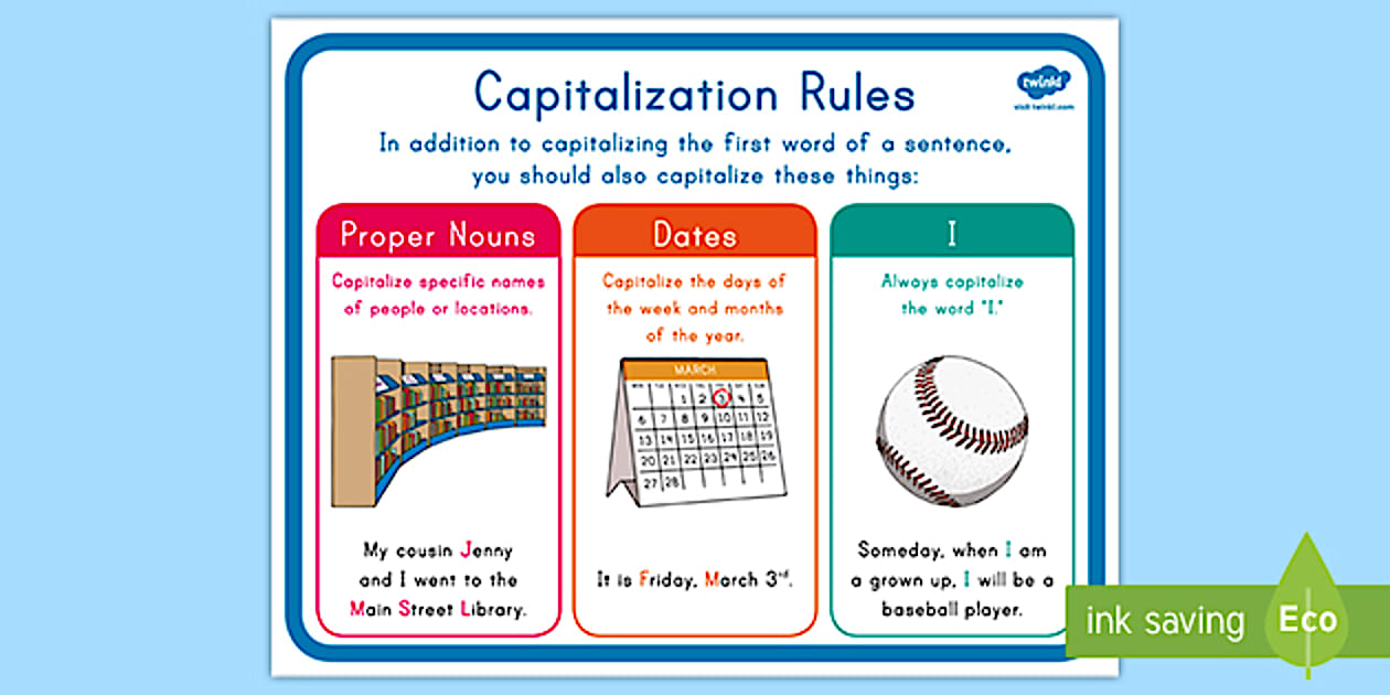 First Grade Capitalization Rules Poster (teacher made)