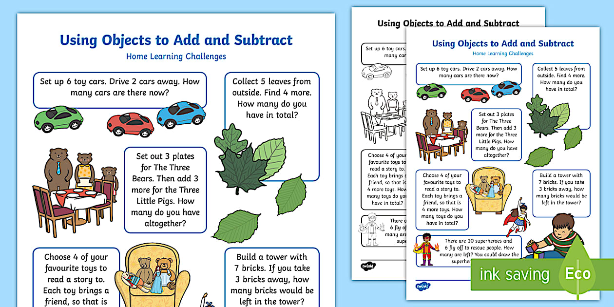 EYFS Using Objects To Add and Subtract Home Learning Challenges