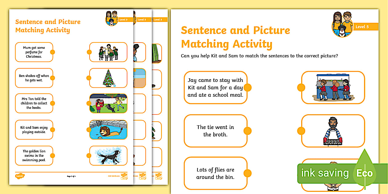 Level 5 Weeks 1-10 Sentence and Picture Matching - Twinkl