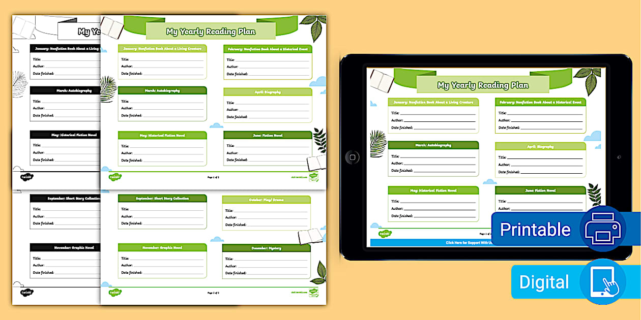 My Yearly Reading Plan (Teacher-Made) - Twinkl