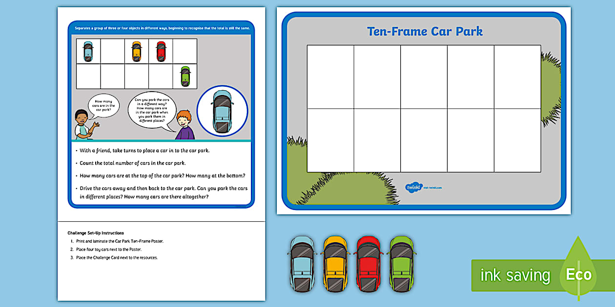 EYFS Maths Addition Challenge: Parking Cars - Twinkl