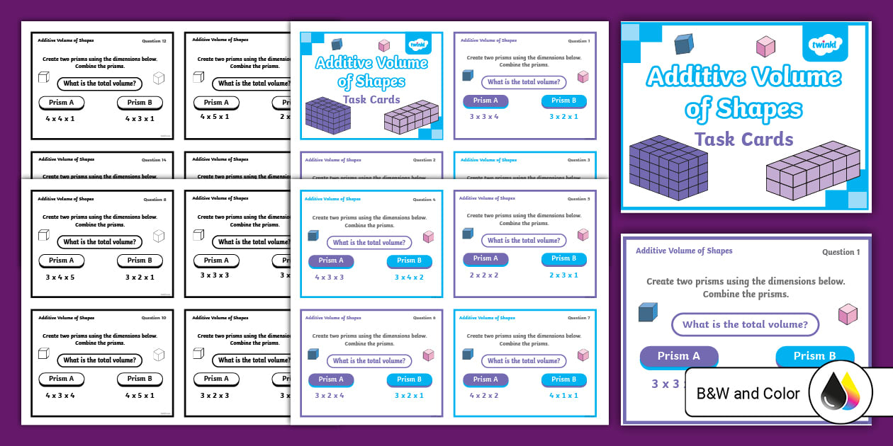 Volume of Shapes Math Challenge Cards for 3rd-5th Grade
