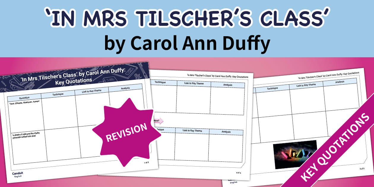 'In Mrs Tilscher's Class' by Carol Ann Duffy: Key Quotations