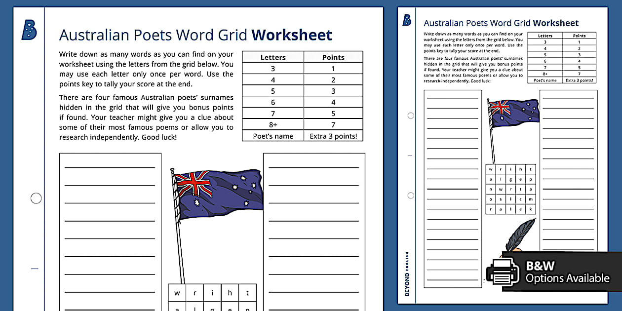 Australian Poets Boggle for Years 9-10 (Teacher-Made)