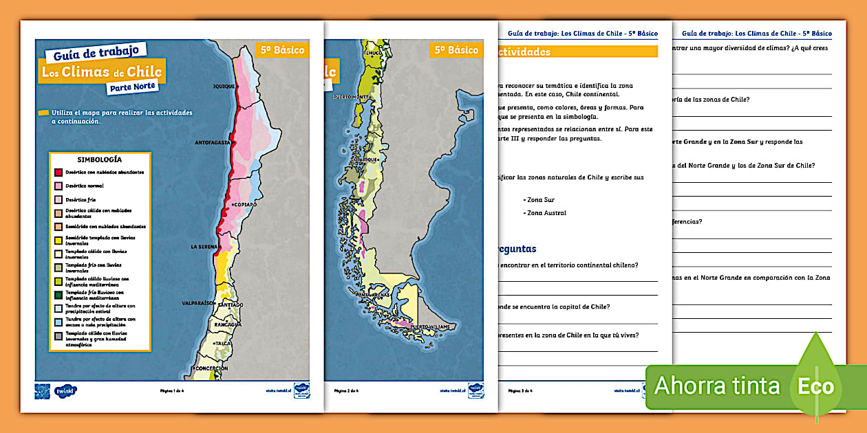 Guía de trabajo Mapa de los Climas de Chile 5 Básico