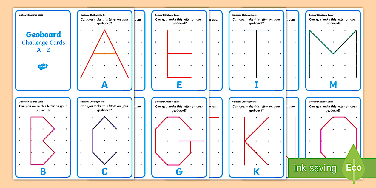 Geoboards A-Z Upper Case Challenge Cards (teacher made)