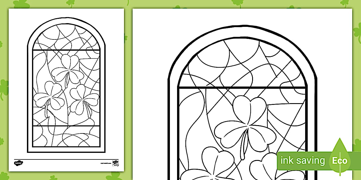 Shamrock Stained-glass Window Colouring Pages (teacher made)