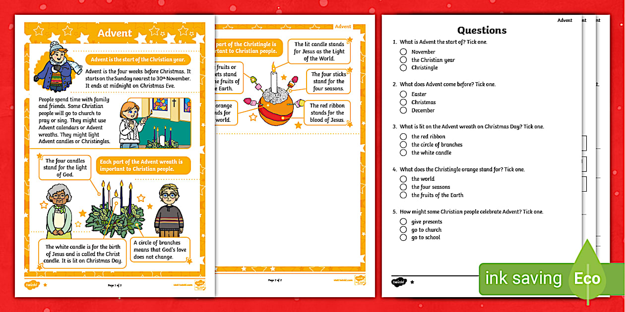 Editable KS1 Advent Differentiated Reading Comprehension Activity