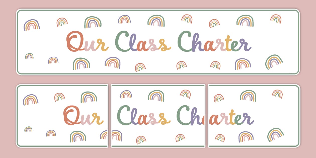 Muted Rainbow Themed Our Class Charter Display Banner