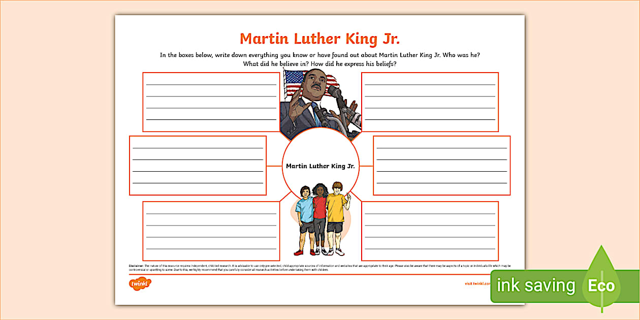Martin Luther King Mind Map,Martin Luther King - Twinkl