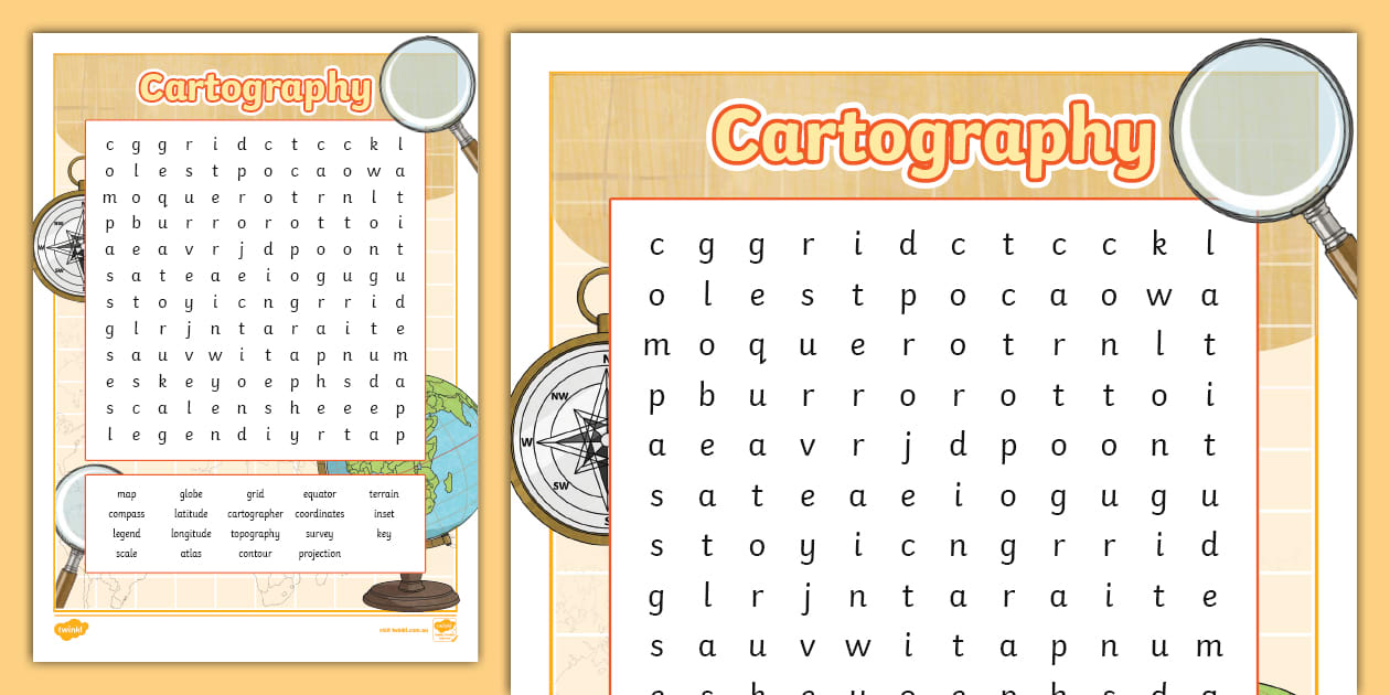 Cartography Word Search - Primary STEM Resources - Twinkl