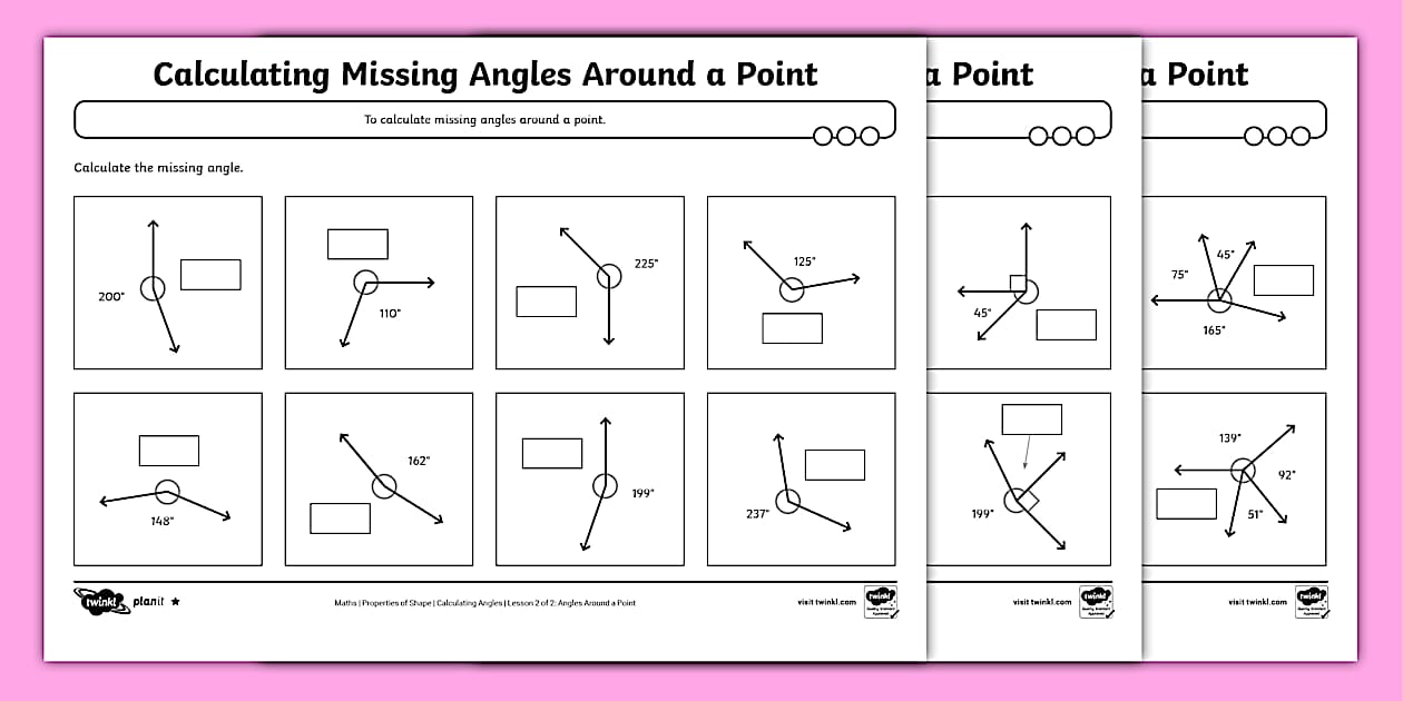 👉 Calculate Missing Angles around a Point Differentiated Maths Activity ...