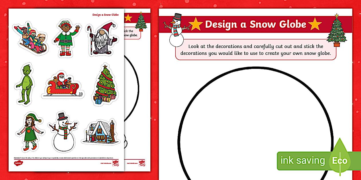 Design a Snow Globe Cut and Stick Activity (teacher made)