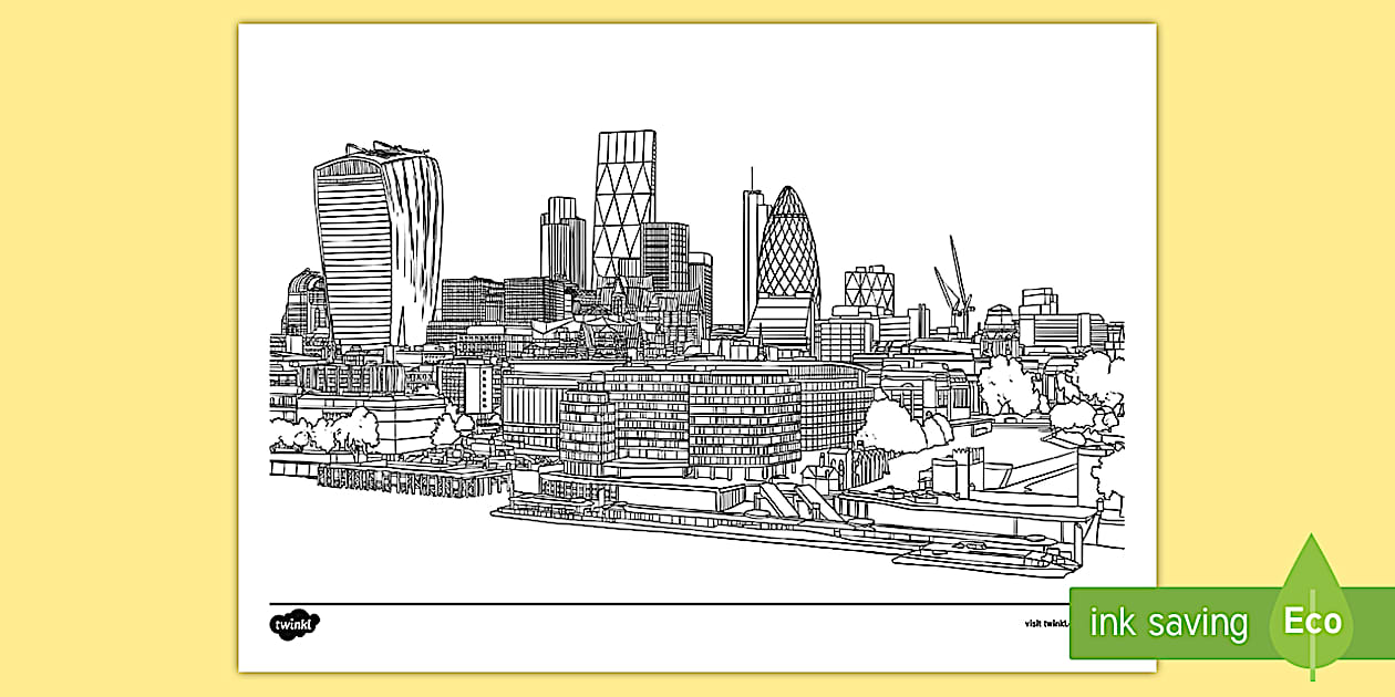London City Outline Colouring Page | Twinkl (teacher made)