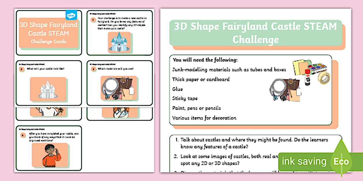 3D Shapes Fairyland Castle STEAM Challenge - Twinkl