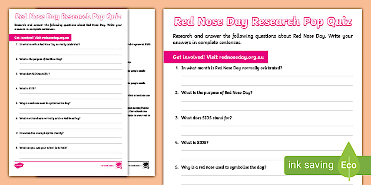 Red Nose Day Research Pop Quiz (teacher made) - Twinkl