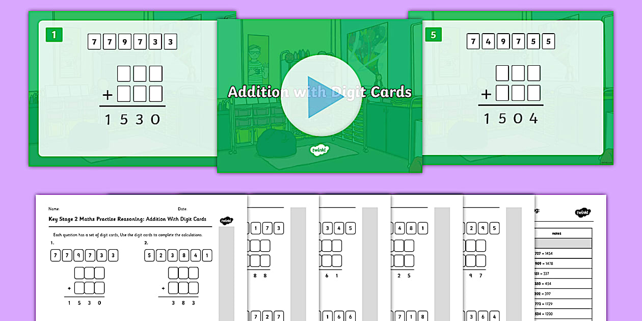 KS2 Reasoning Test Practice Missing Number Calculations Addition with Digit