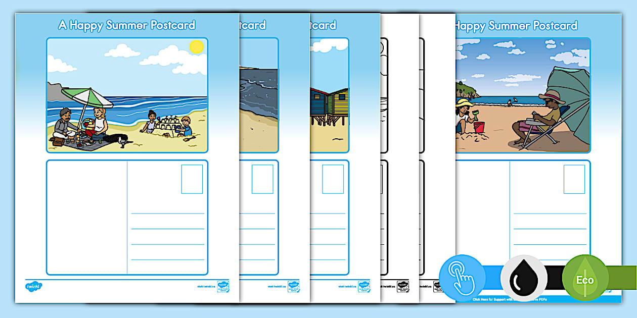 Happy Summer Postcards - Twinkl CA - Summer Writing Prompt