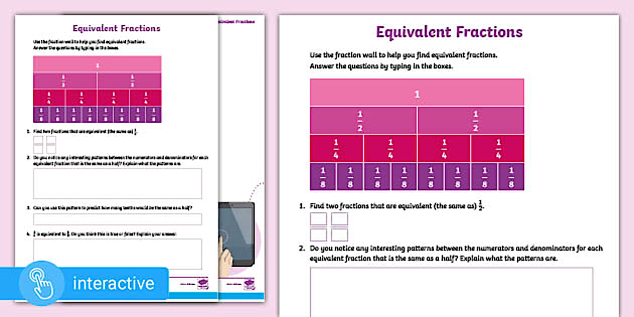 👉 Digital PDF White Rose Y4 Equivalent Fractions 1 (Revision)