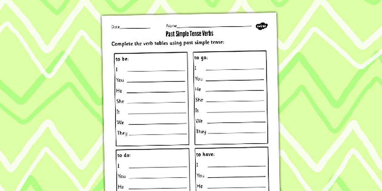 Past Simple Verbs: Past Tense Worksheet | English - Twinkl