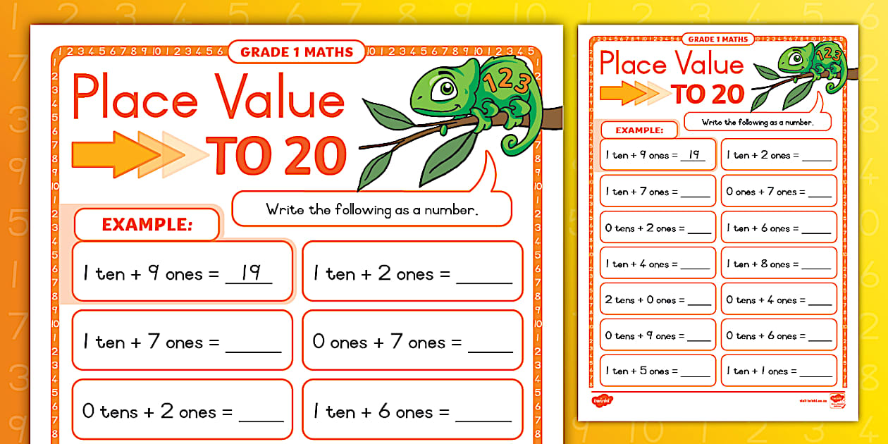 Grade 1 Maths - Term 4Place Value: Worksheet to 20 - Twinkl